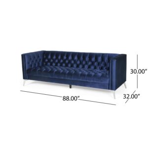 Christopher Knight Home Hillel Sofas, Midnight Blue, Silver