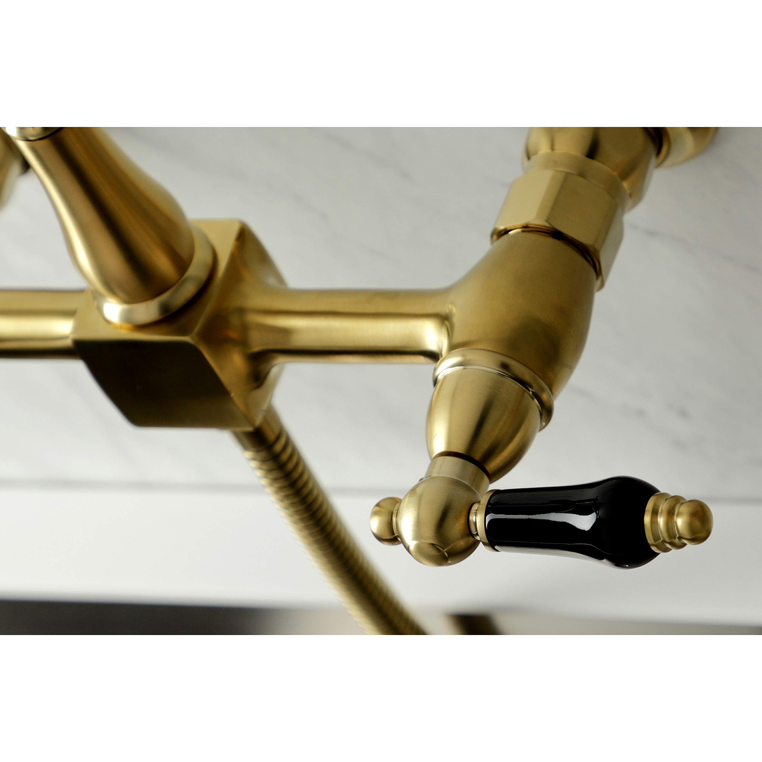 Kingston Brass KS1267PKLBS Duchess Bridge Kitchen Faucet, Brushed Brass