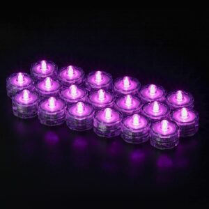 Wellgium Submersible LED Lights, Waterproof Wedding Underwater LED Tea Lights Candles for Centerpieces/Party/Christmas Set of 24, Purple