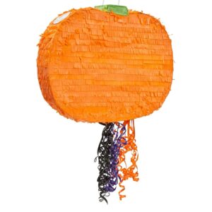 Cute Pumpkin Pinata for Halloween Party Supplies Decorations, Pull String Orange Jack-o-Lantern (17 x 13 x 3 In)