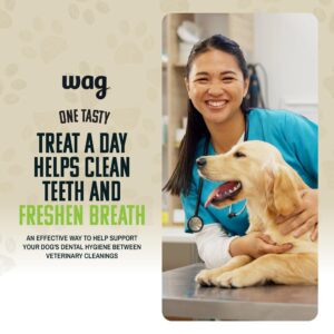 Amazon Brand - Wag Dental Dog Treats to Help Clean Teeth & Freshen Breath - Tiny, Unflavored, 2.25 pounds, 130 Count (Pack of 1)