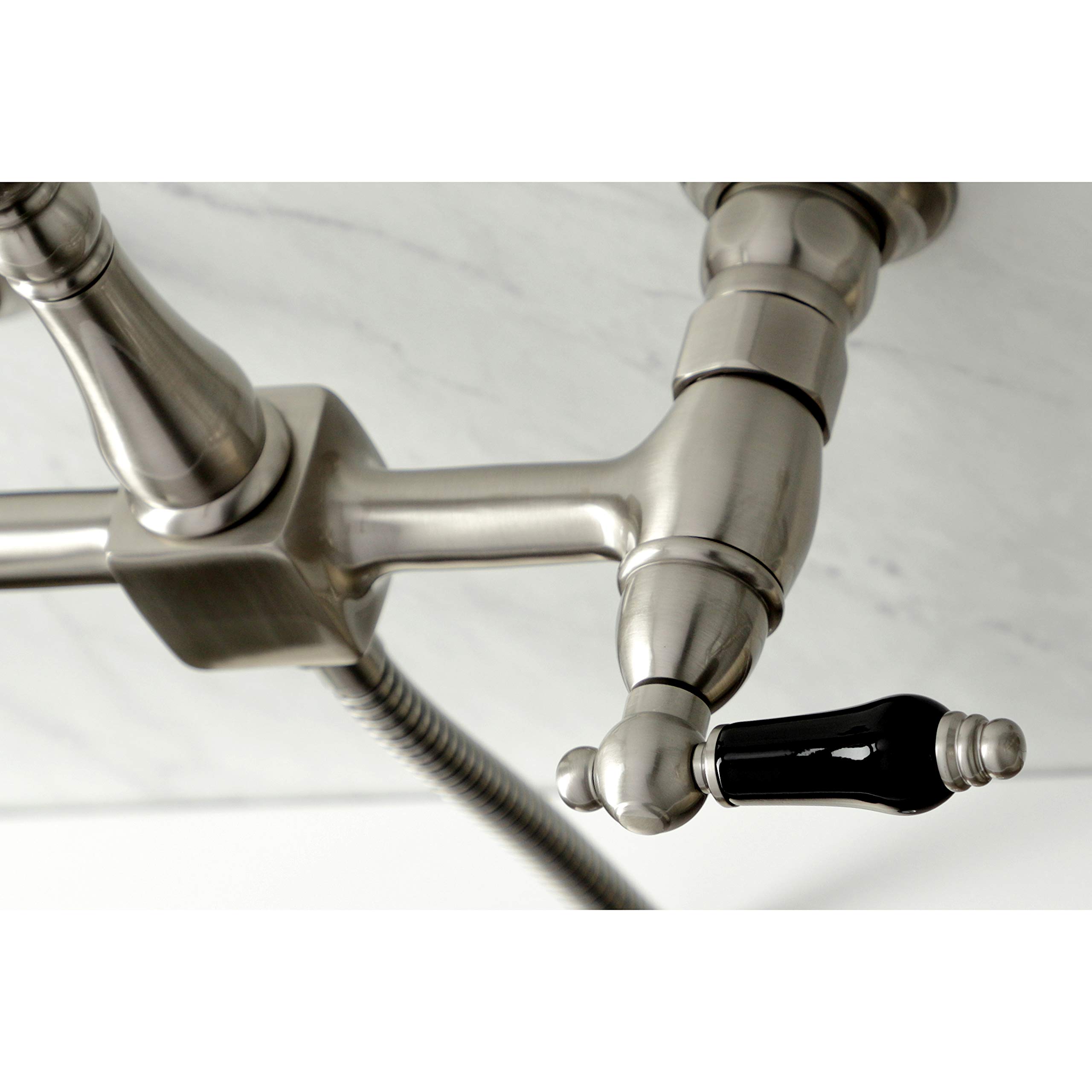 Kingston Brass KS1268PKLBS Duchess Bridge Kitchen Faucet, Brushed Nickel