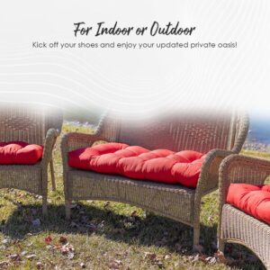 RSH DECOR: 3-Piece Wicker Tufted Cushion Set | 41” x 19" & 19" x 19" | All-Weather Spun Fabric | Water Resistant | Outdoor Loveseat & U-Shape Cushions for Patio Furniture | Hunter Green