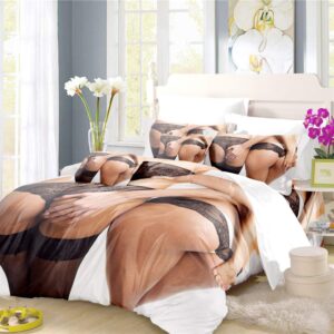 REALIN Sexy Duvet Cover Set Female Model Bedding Lace Motorcycle High Heels Bed Sets 2/3/4PCS Quilt Covers/Sheets/Pillow Shams,Twin/Full/Queen/King (A,Full-200x229cm-4PCS)