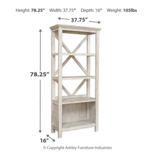 Signature Design by Ashley Carynhurst Rustic Farmhouse 75" Bookcase with 4 Shelves, White