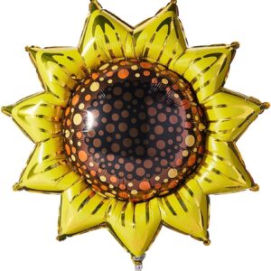 Sunflower Sunshine Happy Birthday Balloons - Set Of 3 Sun Shaped Party Balloon Decorations For A Sunflower Theme Baloon Bouquet Centerpiece Backdrop Decor