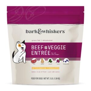 dr. mercola bark & whiskers dehydrated beef and veggie entrée, 3 lb., makes 12 lbs. of food for dogs, digestive support, vet formulated, non-gmo