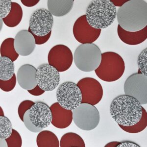 Designs by DH Confetti 100 pieces Paper Circles Silver Gray Red Burgundy Birthday Bridal Shower Wedding Party Decor