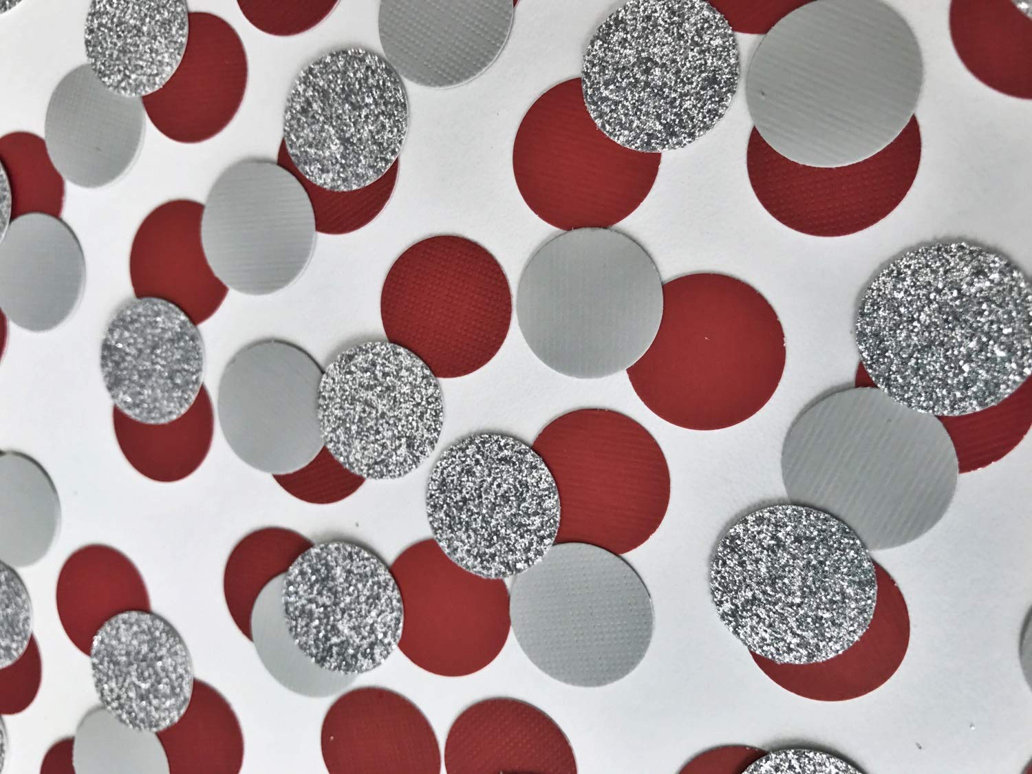 Designs by DH Confetti 100 pieces Paper Circles Silver Gray Red Burgundy Birthday Bridal Shower Wedding Party Decor