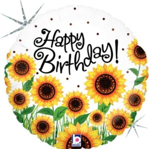 Sunflower Sunshine Happy Birthday Balloons - Set Of 3 Sun Shaped Party Balloon Decorations For A Sunflower Theme Baloon Bouquet Centerpiece Backdrop Decor