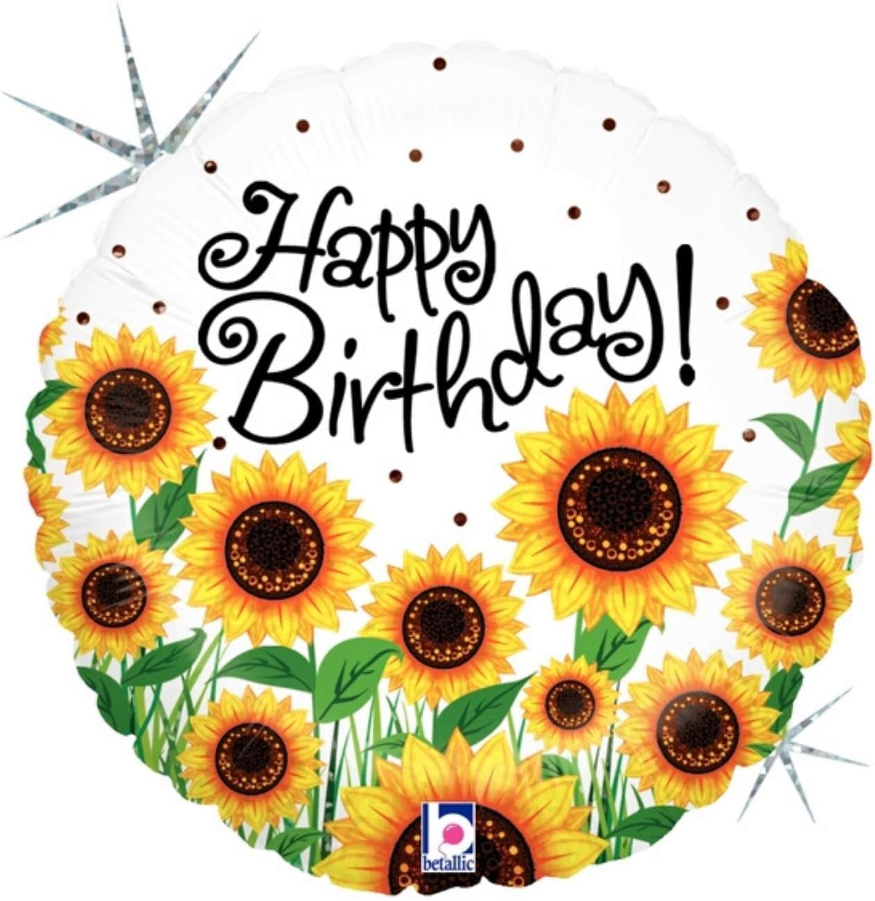 Sunflower Sunshine Happy Birthday Balloons - Set Of 3 Sun Shaped Party Balloon Decorations For A Sunflower Theme Baloon Bouquet Centerpiece Backdrop Decor