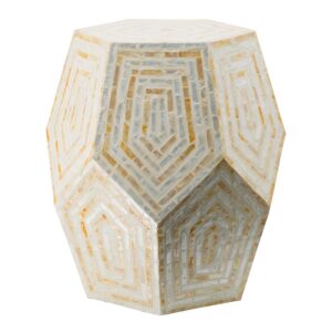 a&b home hexagonal capiz stool hexagonal capiz accent table perfect inaly capiz home decor for home and office-cream finish 18x18x21 inch