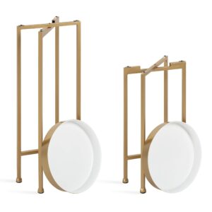 Kate and Laurel Celia Side Tables, Set of 2, Gold and White, Decorative Modern Glam End Table