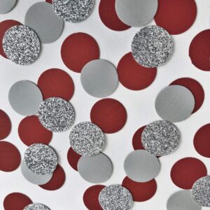 Designs by DH Confetti 100 pieces Paper Circles Silver Gray Red Burgundy Birthday Bridal Shower Wedding Party Decor