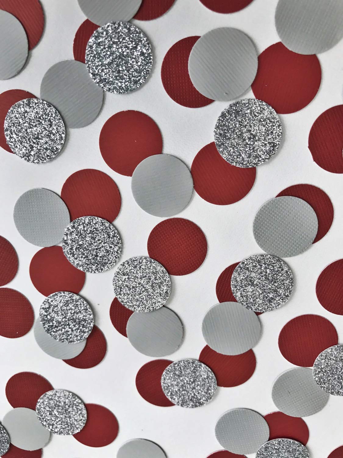 Designs by DH Confetti 100 pieces Paper Circles Silver Gray Red Burgundy Birthday Bridal Shower Wedding Party Decor