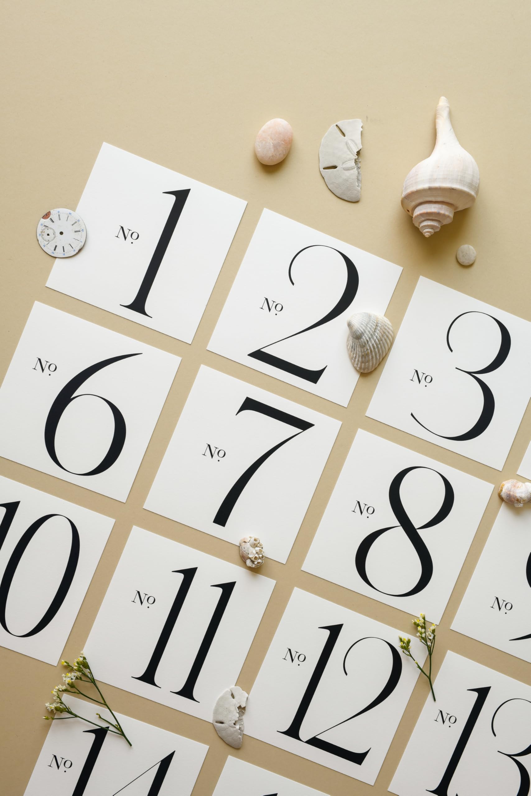 Weekend Paper Co. Modern Square Table Numbers, Single Sided 5x5 Modern Design, Black Matte Ink, Numbers 1-25 Plus 3 Bonus Signs for Your Wedding, Reception, Anniversary, or Any Celebration!