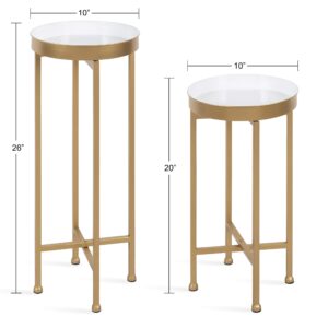 Kate and Laurel Celia Side Tables, Set of 2, Gold and White, Decorative Modern Glam End Table