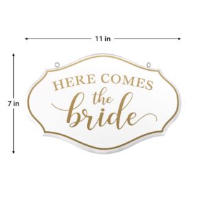 Lillian Rose Comes The Bride Flower Girl Ring Bearer Sign, 11"x7", White