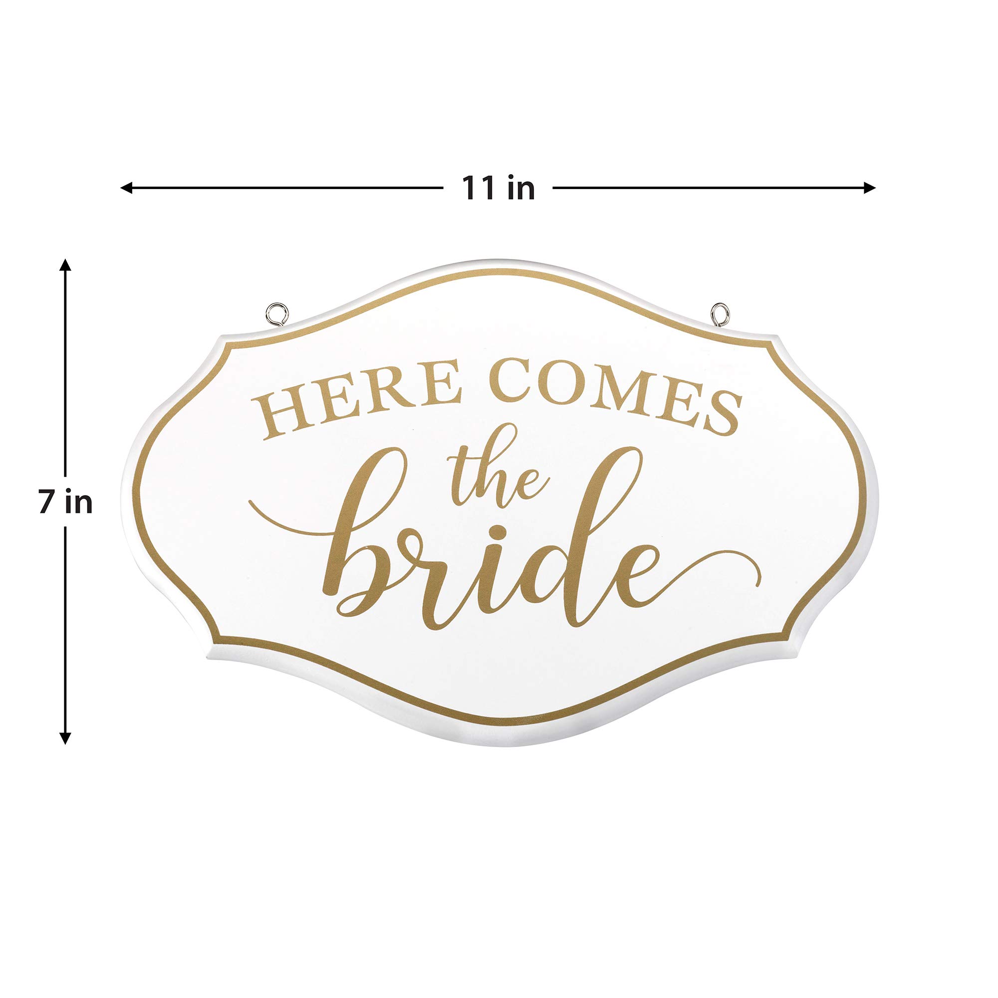 Lillian Rose Comes The Bride Flower Girl Ring Bearer Sign, 11"x7", White