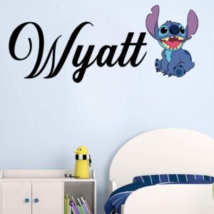 stich personalized name nursery wall decal vinyl sticker | multiple font options | custom kids room décor | bedside decals | children’s room | car | laptop