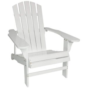 sunnydaze coastal bliss outdoor painted adirondack chair - natural fir wood construction - patio, deck, fire pit, garden, porch and lawn seating - white