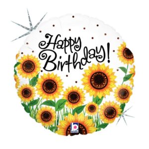 Sunflower Sunshine Happy Birthday Balloons - Set Of 3 Sun Shaped Party Balloon Decorations For A Sunflower Theme Baloon Bouquet Centerpiece Backdrop Decor