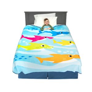 franco kids bedding super soft micro raschel blanket, 62 in x 90 in, baby shark