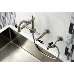 Kingston Brass KS1268PKLBS Duchess Bridge Kitchen Faucet, Brushed Nickel