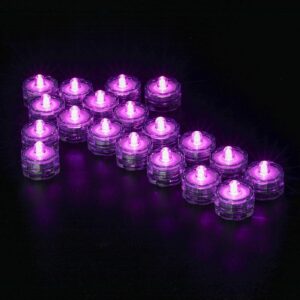 wellgium submersible led lights, waterproof wedding underwater led tea lights candles for centerpieces/party/christmas set of 24, purple