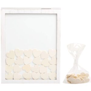 Kate & Milo Wedding Guestbook Token Frame, Includes 50 Heart Tokens, Perfect for Wedding Reception or Bridal Shower, Distressed White