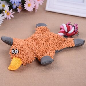 heaven2017 Plush Cuddly Duck Squeaky Puppy Dog Chew Teeth Cleaning Playing Squeaky Interactive Toy Random Color