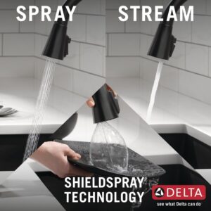 Delta Faucet Lenta Matte Black Kitchen Faucet Black, Kitchen Faucets with Pull Down Sprayer, Kitchen Sink Faucet, Faucet for Kitchen Sink, Magnetic Docking Spray Head, Matte Black 19802Z-BL-DST