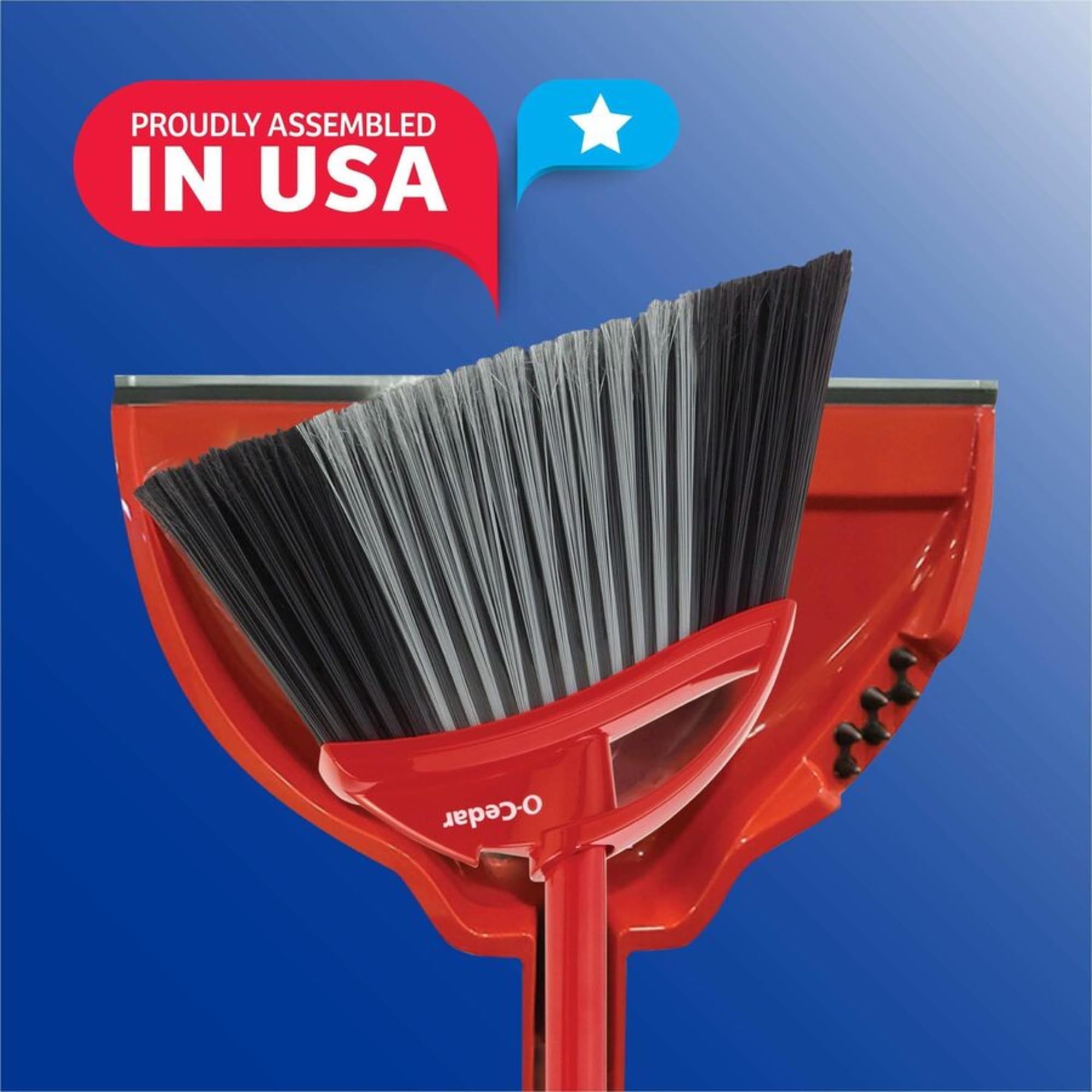 O-Cedar PowerCorner Angle Broom with Dustpan, Red, 1 Each