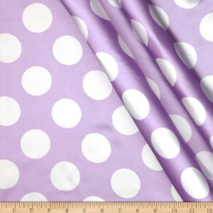 new creations fabric & foam inc, 60" wide - 1½" dot - charmeuse satin polka dot fabric (white dot on lilac, 1 yard)