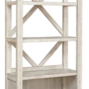 Signature Design by Ashley Carynhurst Rustic Farmhouse 75" Bookcase with 4 Shelves, White