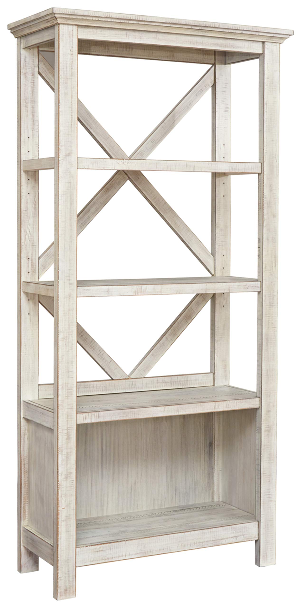 Signature Design by Ashley Carynhurst Rustic Farmhouse 75" Bookcase with 4 Shelves, White