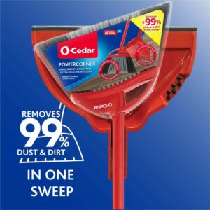 O-Cedar PowerCorner Angle Broom with Dustpan, Red, 1 Each