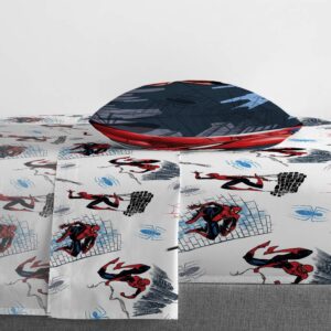 Jay Franco Marvel Spiderman Crawl 4 Piece Twin Bed Set - Includes Reversible Comforter & Sheet Set Bedding - Fade Resistant Microfiber - (Official Marvel Product), Multi - Spiderman