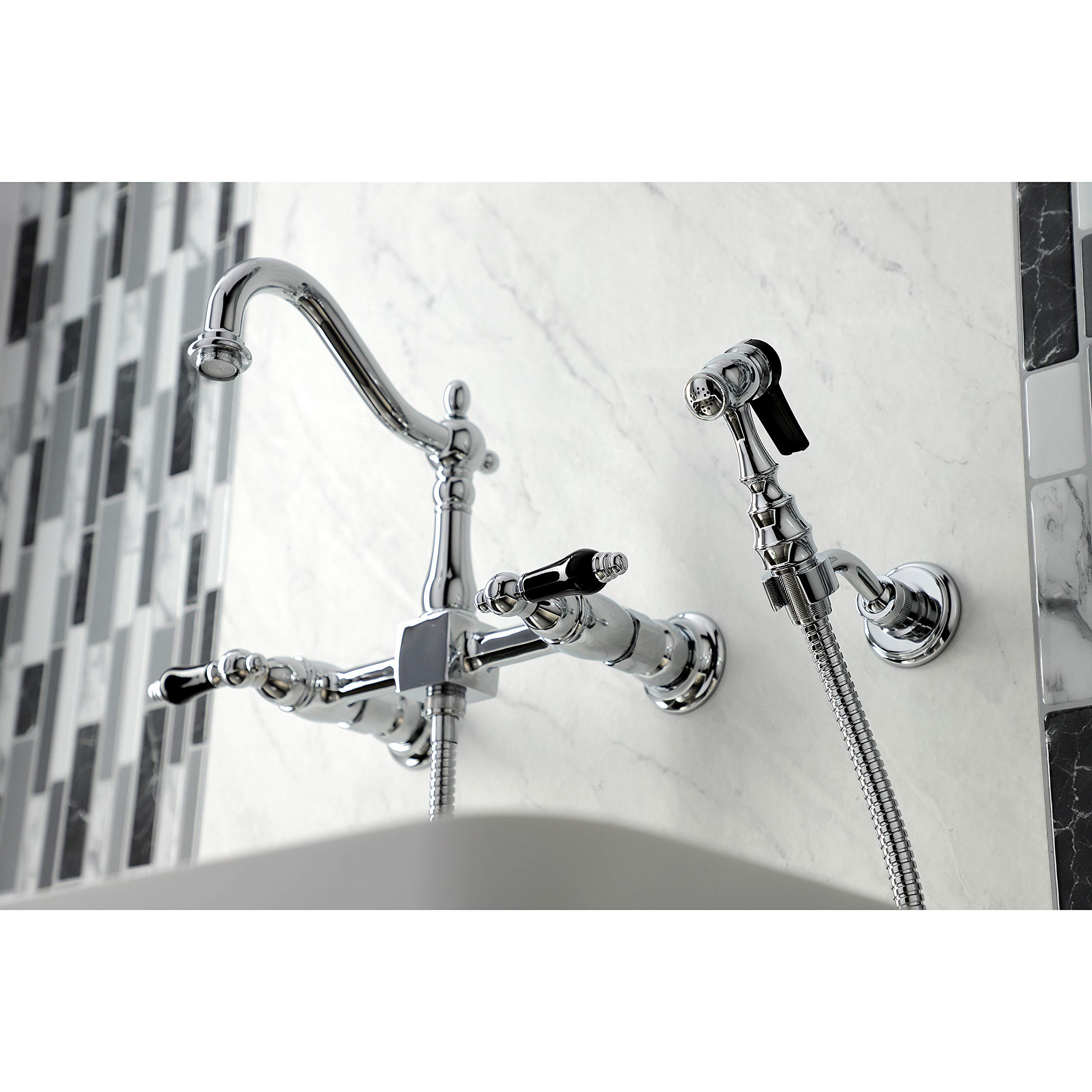 Kingston Brass KS1261PKLBS Duchess Bridge Kitchen Faucet, Polished Chrome