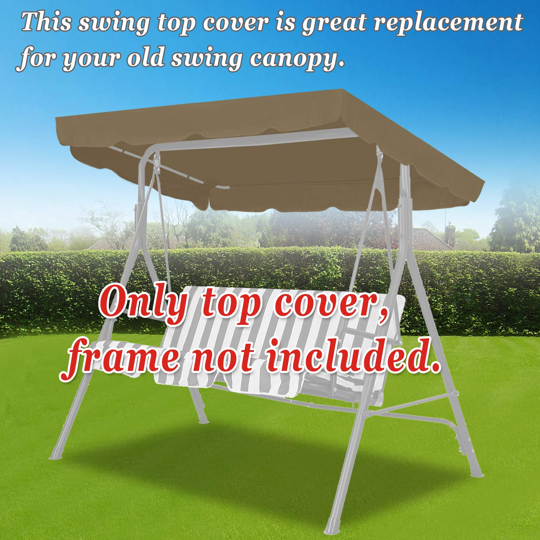 Strong Camel Patio Swing Cover Garden Outdoor Swing Replacement Canopy Cover (73"x52", Taupe)