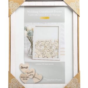 Kate & Milo Wedding Guestbook Token Frame, Includes 50 Heart Tokens, Perfect for Wedding Reception or Bridal Shower, Distressed White