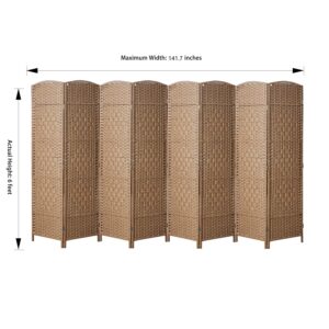 Cocosica 8 Panel Room Divider,6Ft Folding Privacy Screen,Tall - Extra Wide Foldable Panel Partition Wall Divider with Diamond Double-Weaved Hand-Woven Design Room Screen Divider