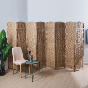 cocosica 8 panel room divider,6ft folding privacy screen,tall - extra wide foldable panel partition wall divider with diamond double-weaved hand-woven design room screen divider