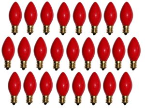 dobar c7 christmas lights replacement bulbs - red c7 replacement bulbs - e12 candelabra base - 5 watt, 120 volt - set of 25