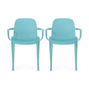 christopher knight home yanira outdoor dining chair (set of 2), teal