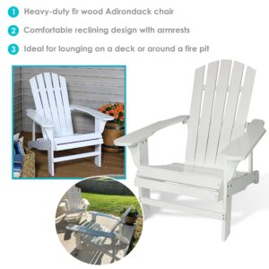 Sunnydaze Coastal Bliss Outdoor Painted Adirondack Chair - Natural Fir Wood Construction - Patio, Deck, Fire Pit, Garden, Porch and Lawn Seating - White