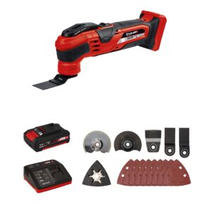 einhell varrito power x-change 18-volt cordless variable-speed 20,000-opm oscillating multi-tool, 3.2-degree oscillation angle, w/ 15 accessories included, kit (w/ 2.0-ah battery and fast charger)