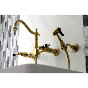 Kingston Brass KS1267PKLBS Duchess Bridge Kitchen Faucet, Brushed Brass