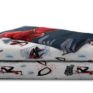 Jay Franco Marvel Spiderman Crawl 4 Piece Twin Bed Set - Includes Reversible Comforter & Sheet Set Bedding - Fade Resistant Microfiber - (Official Marvel Product), Multi - Spiderman