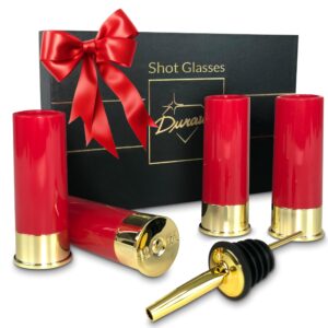 12 gauge bullet shot glass gift set, bullet glass with pourer, shotgun shell shot glasses set, plastic bullet shot glasses, shot gun shell shape best gifts for men, gift set, xmas present